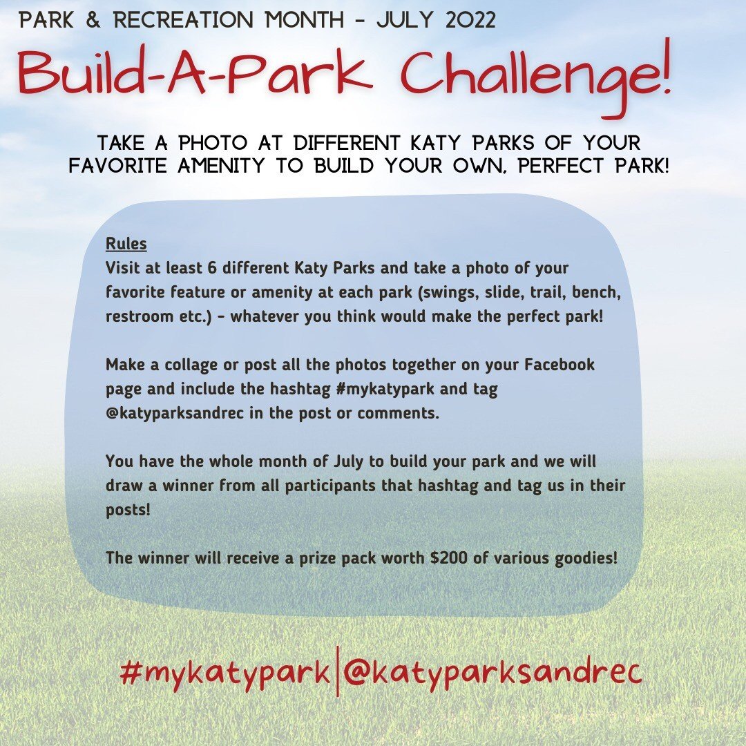 City of Katy-Parks and Recreation s Build-A-Park Challenge Mon